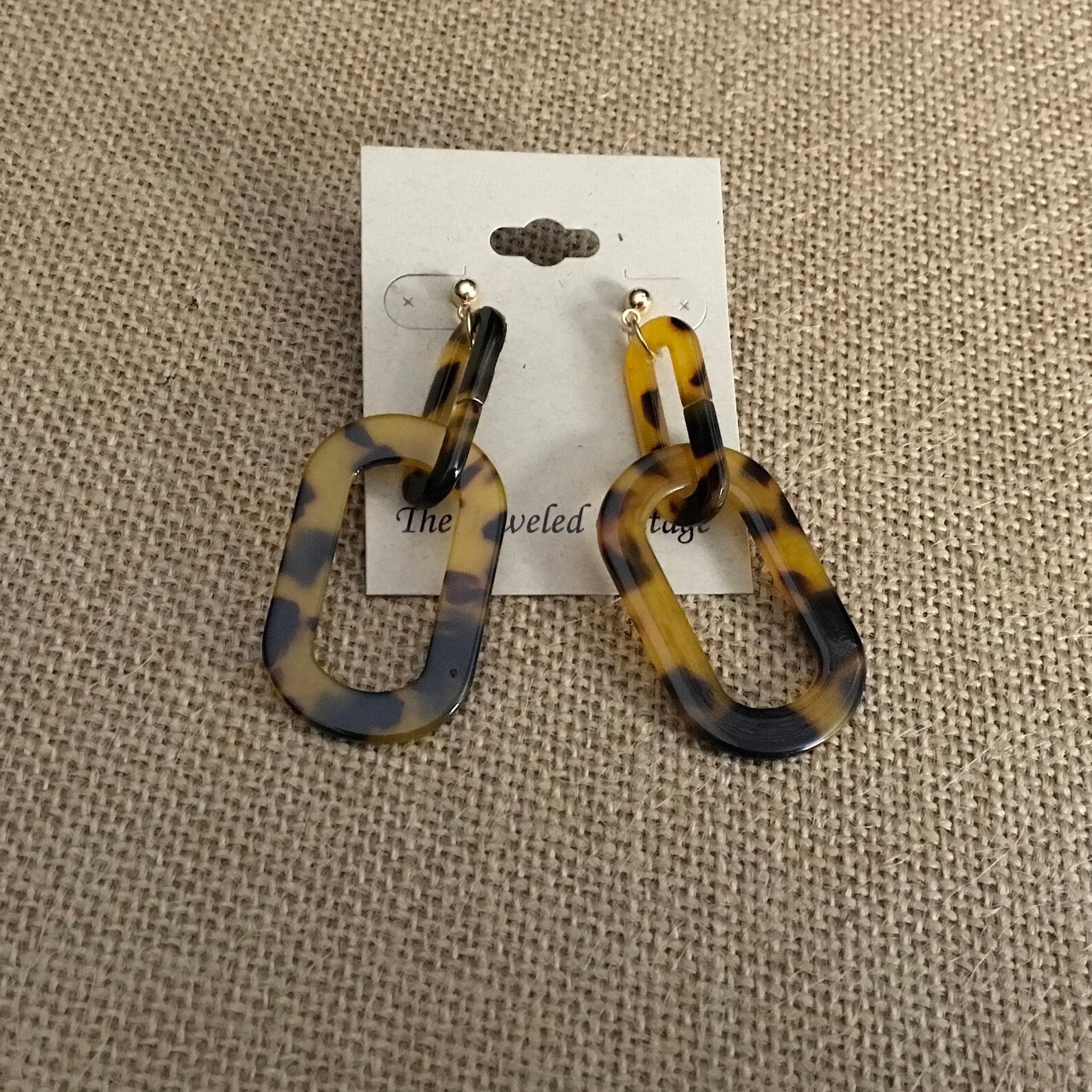 Retro Dark Tortoise Shell Geometric Oblong Resin Double - Etsy