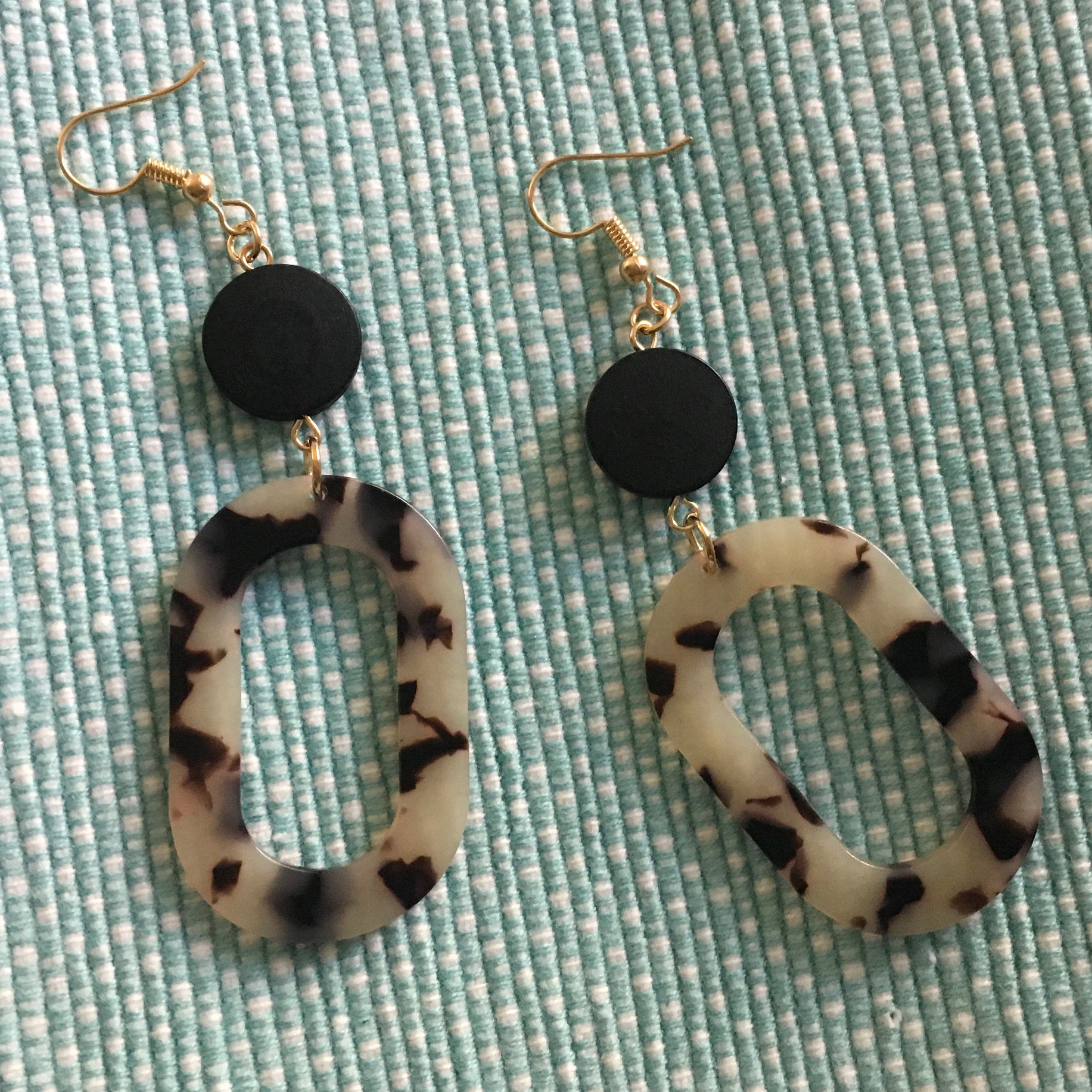 Light Tortoise Shell, Geometric, Oblong, Resin, Drop Earrings - Etsy