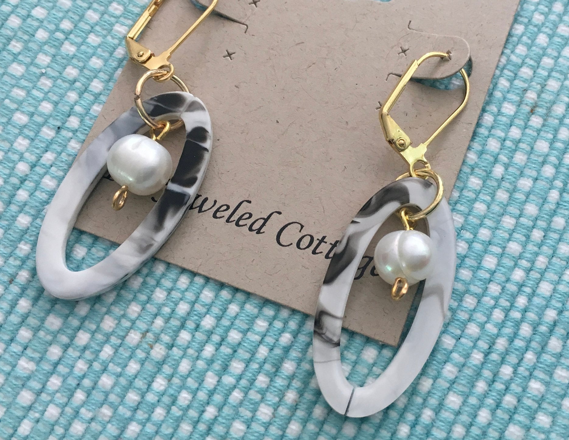 NEW STYLE Retro, Black, Grey and Cream Tortoise Shell, Geometric, Oval ...