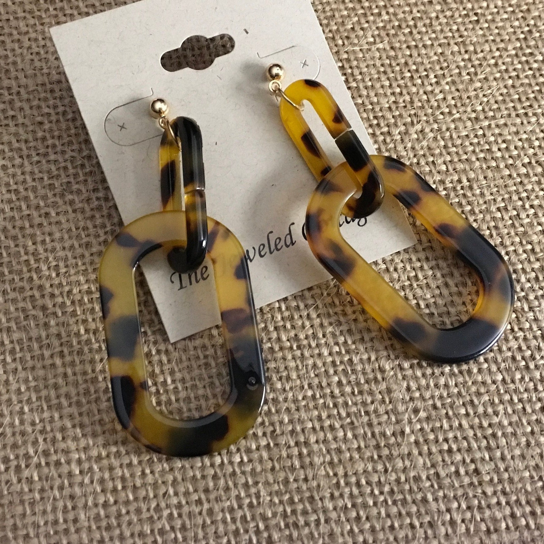 Retro Dark Tortoise Shell Geometric Oblong Resin Double - Etsy