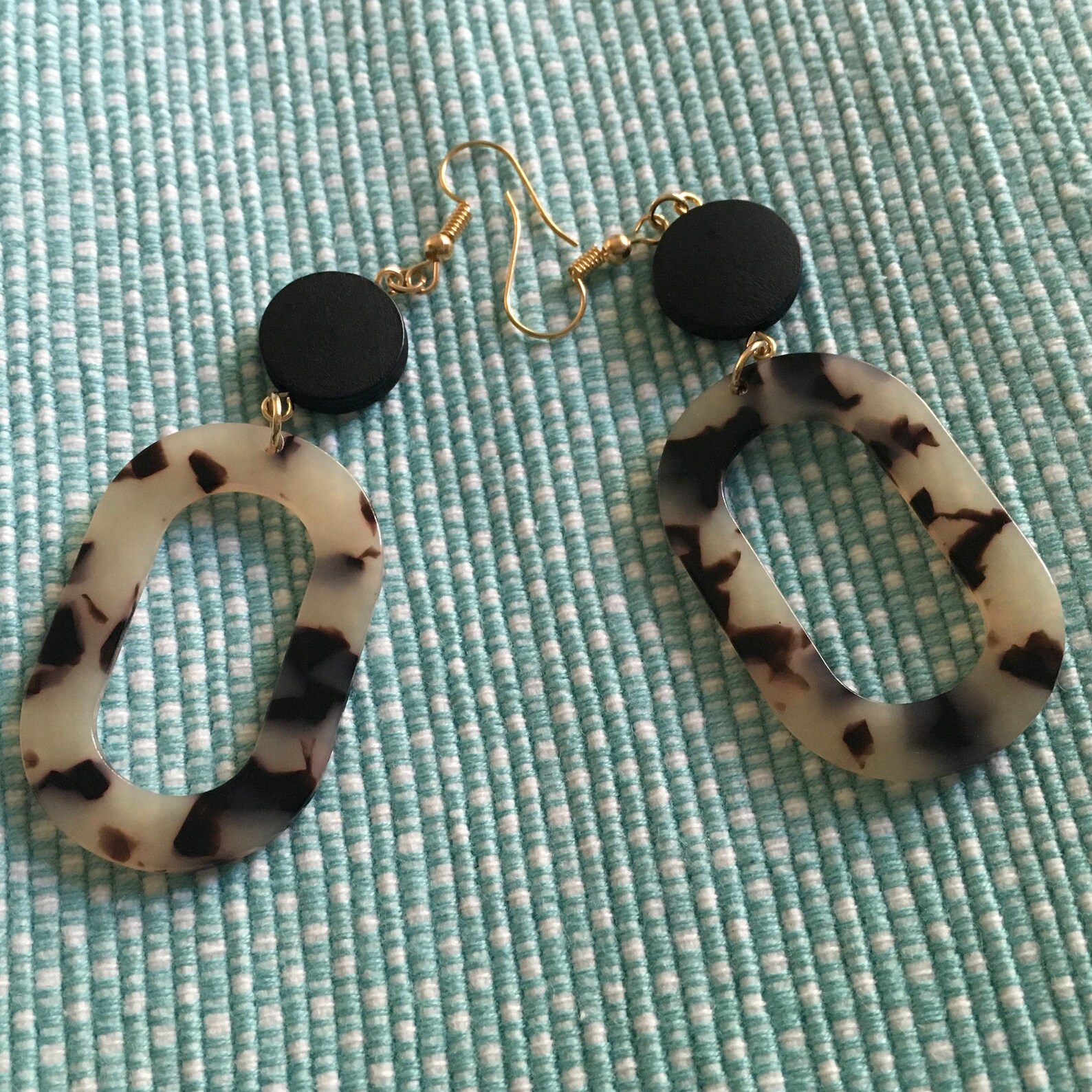 Light Tortoise Shell, Geometric, Oblong, Resin, Drop Earrings - Etsy