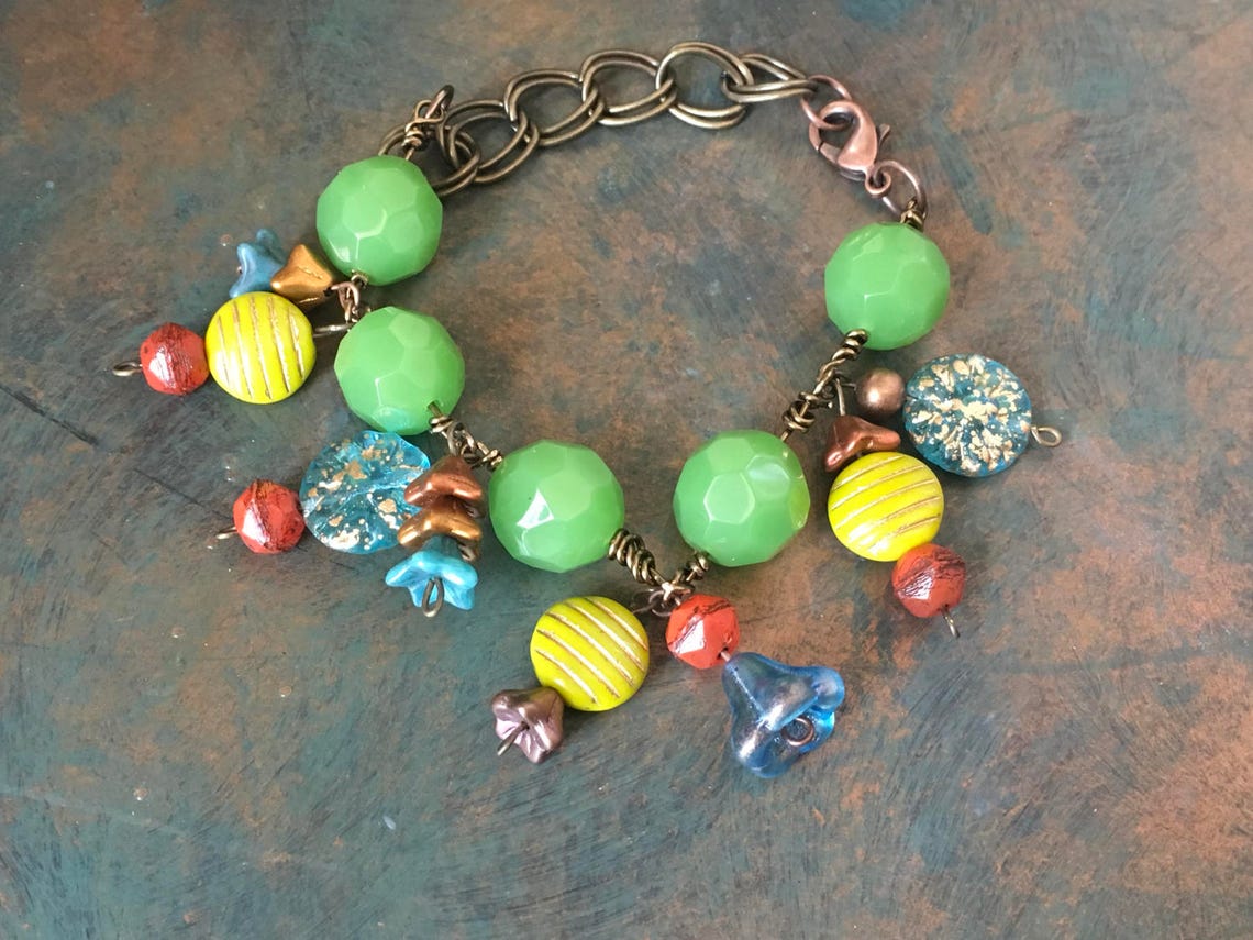 Fun N Funky Handcrafted Bracelet With Mixed Beads of Czech - Etsy