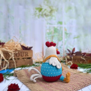 Crochet Pattern Amigurumi Rooster and Hen, Rudy & Henny the Colorful ...