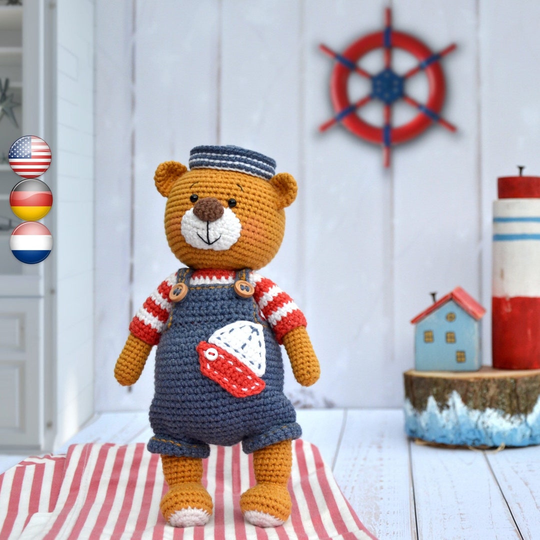 Crochet Bear Amigurumi Pattern - Eric, the Lifeguard Bear - Etsy