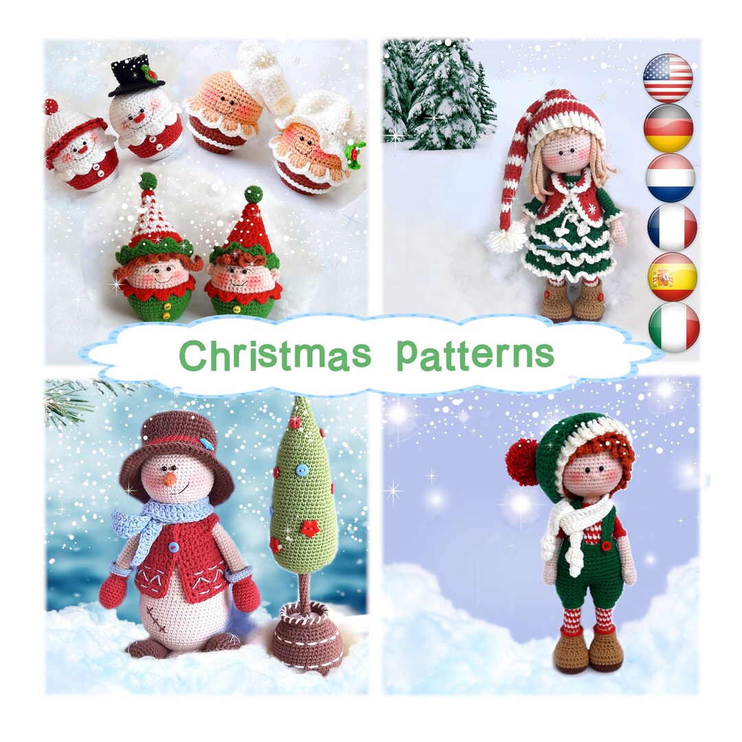 Christmas Amigurumi Crochet Patterns Set Decorations Ornament / Gnome ...
