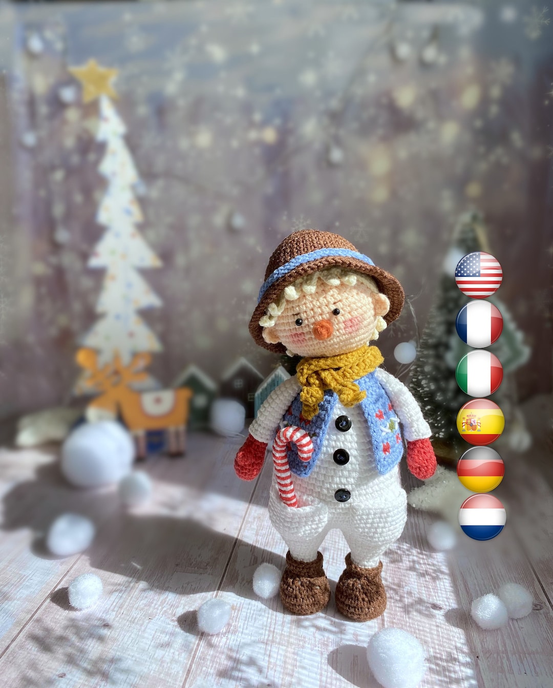 Christmas Crochet Pattern Amigurumi Doll Ethan the Snowman - Christmas ...