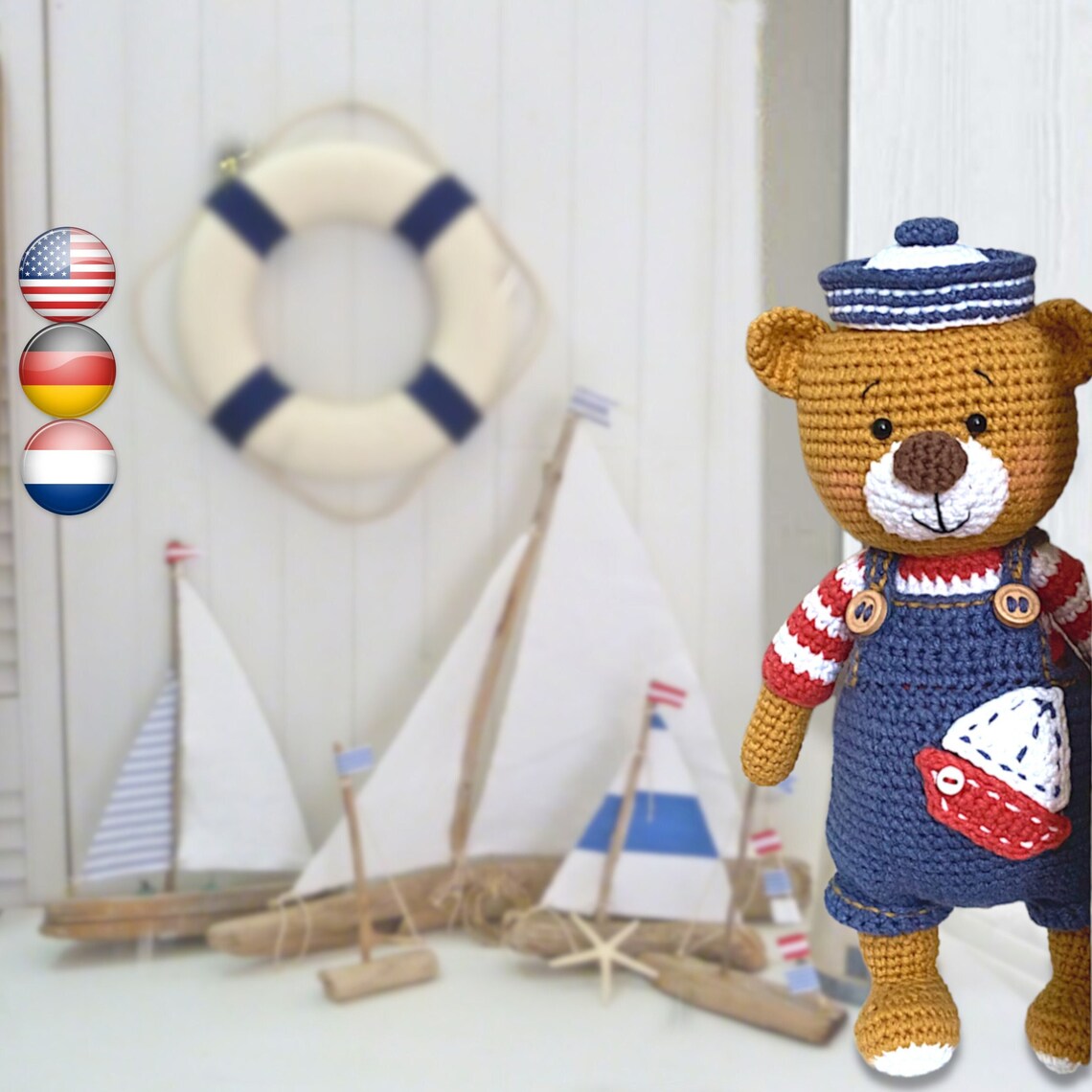 Amigurumi Crochet Pattern Eric the Lifeguard Bear - Etsy