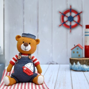 Crochet Bear Amigurumi Pattern - Eric, the Lifeguard Bear - Etsy
