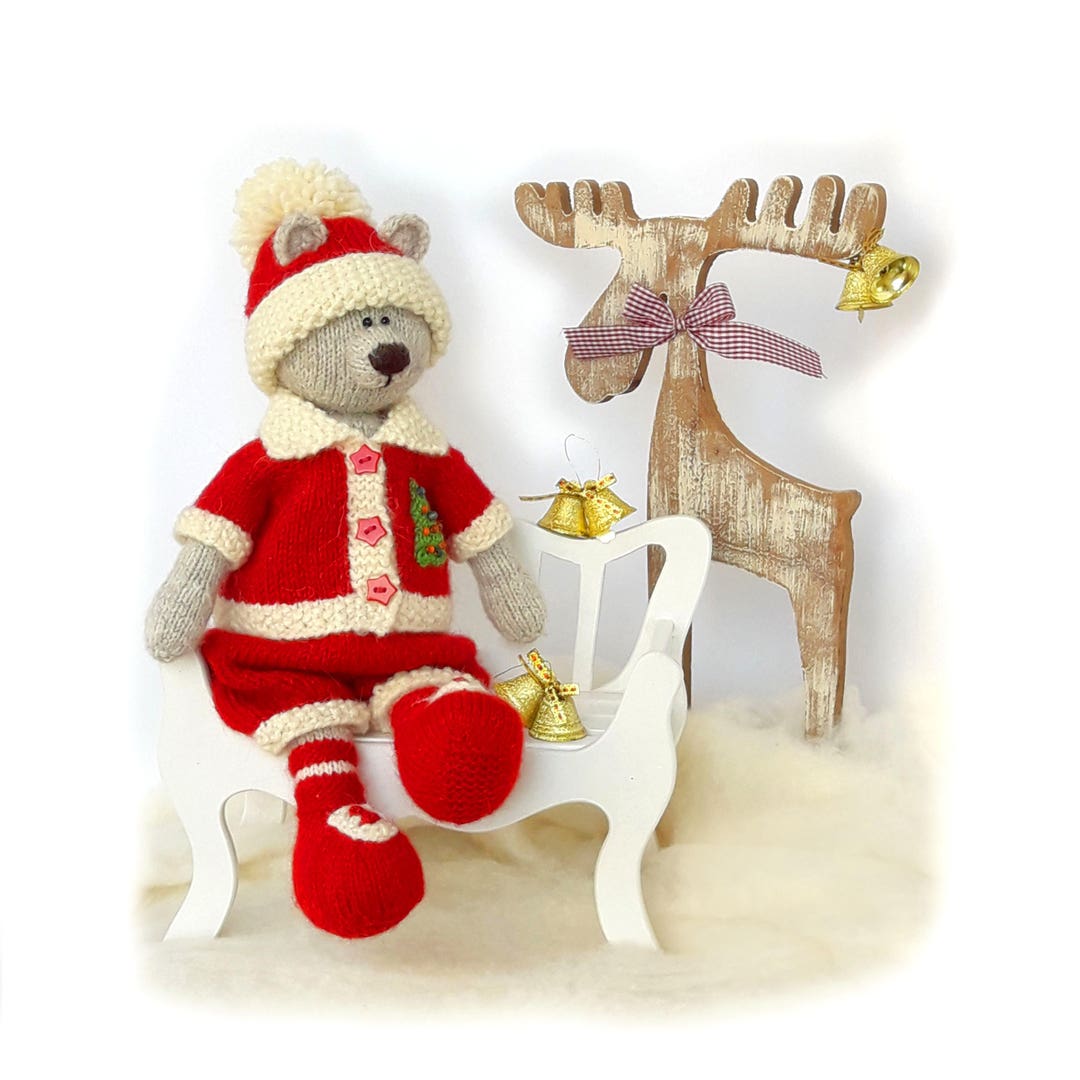 Knitting Pattern Toy Christmas Knitted Bear Tim the Santa Bear - Etsy