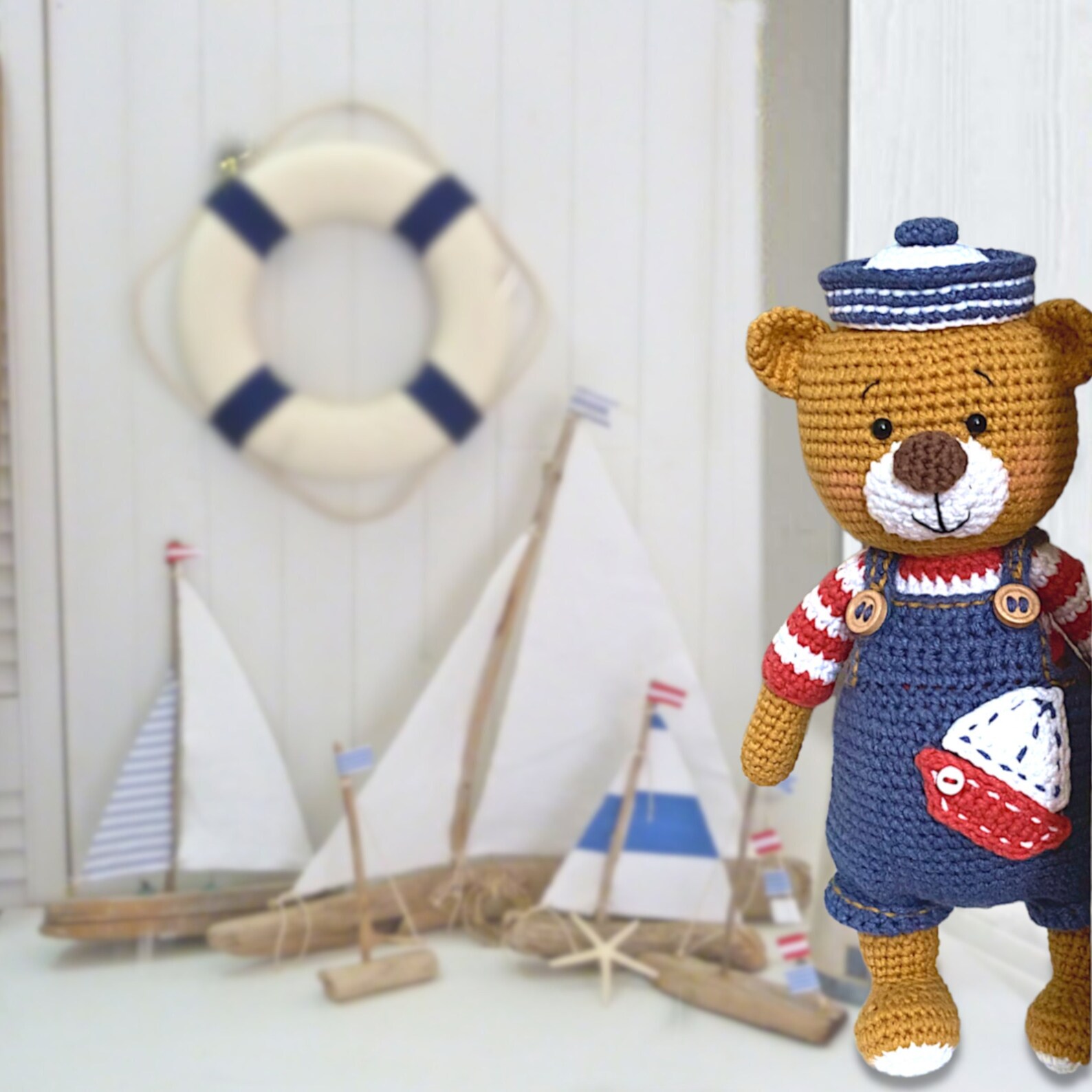 Crochet Bear Amigurumi Pattern Eric the Lifeguard Bear - Etsy