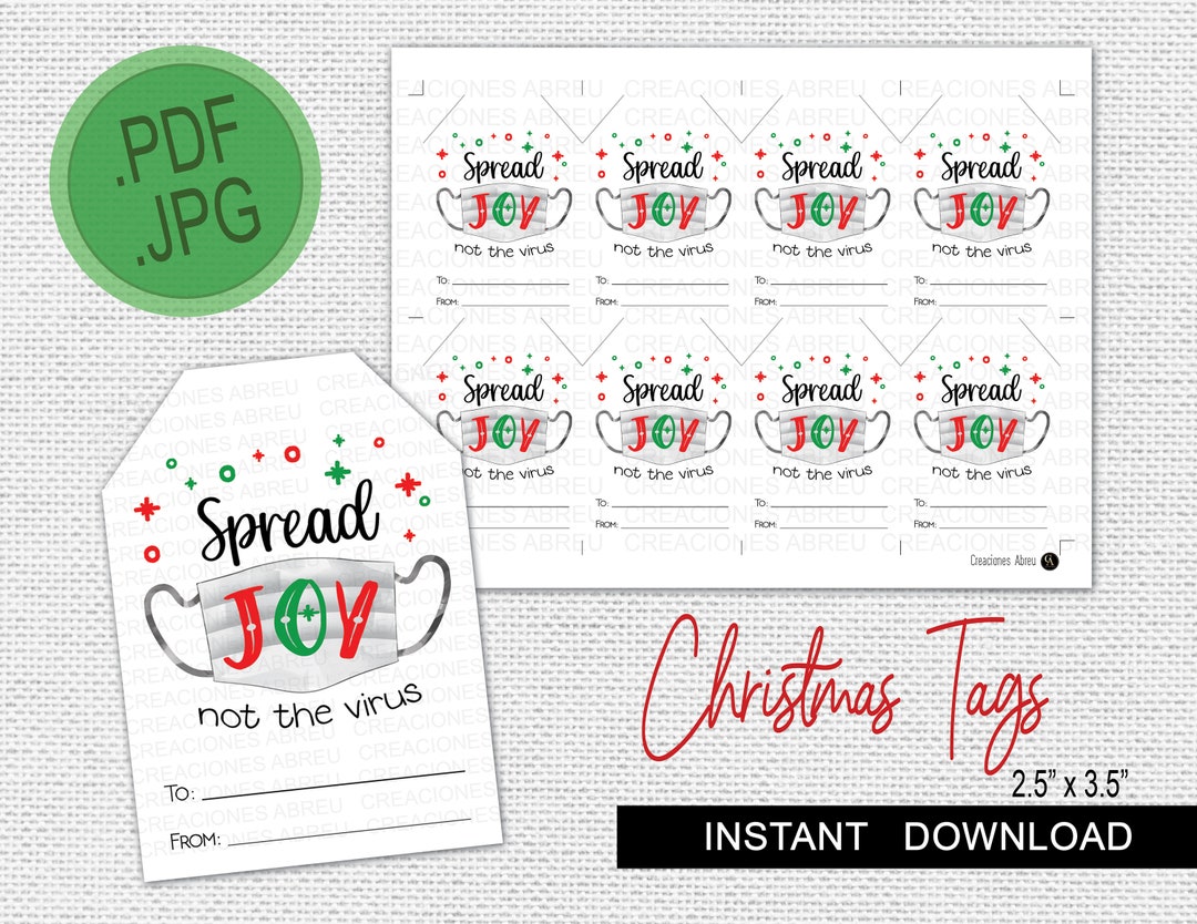 Christmas Mask Tag, Printable Tag, Printable Mask Tag, Christmas Mask ...