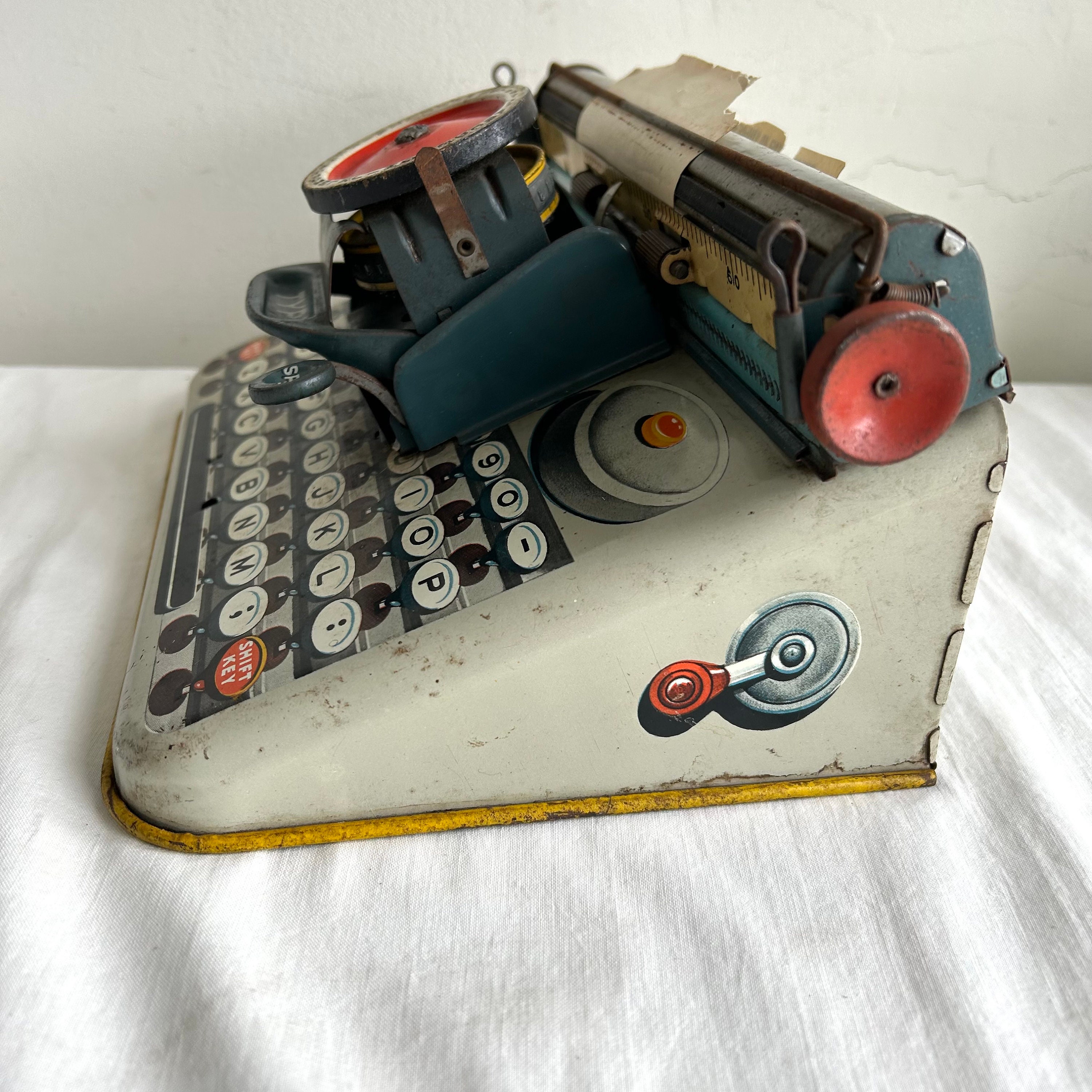 1940s Unique dependable Tin Litho Toy Typewriter Dial Typewriter ...