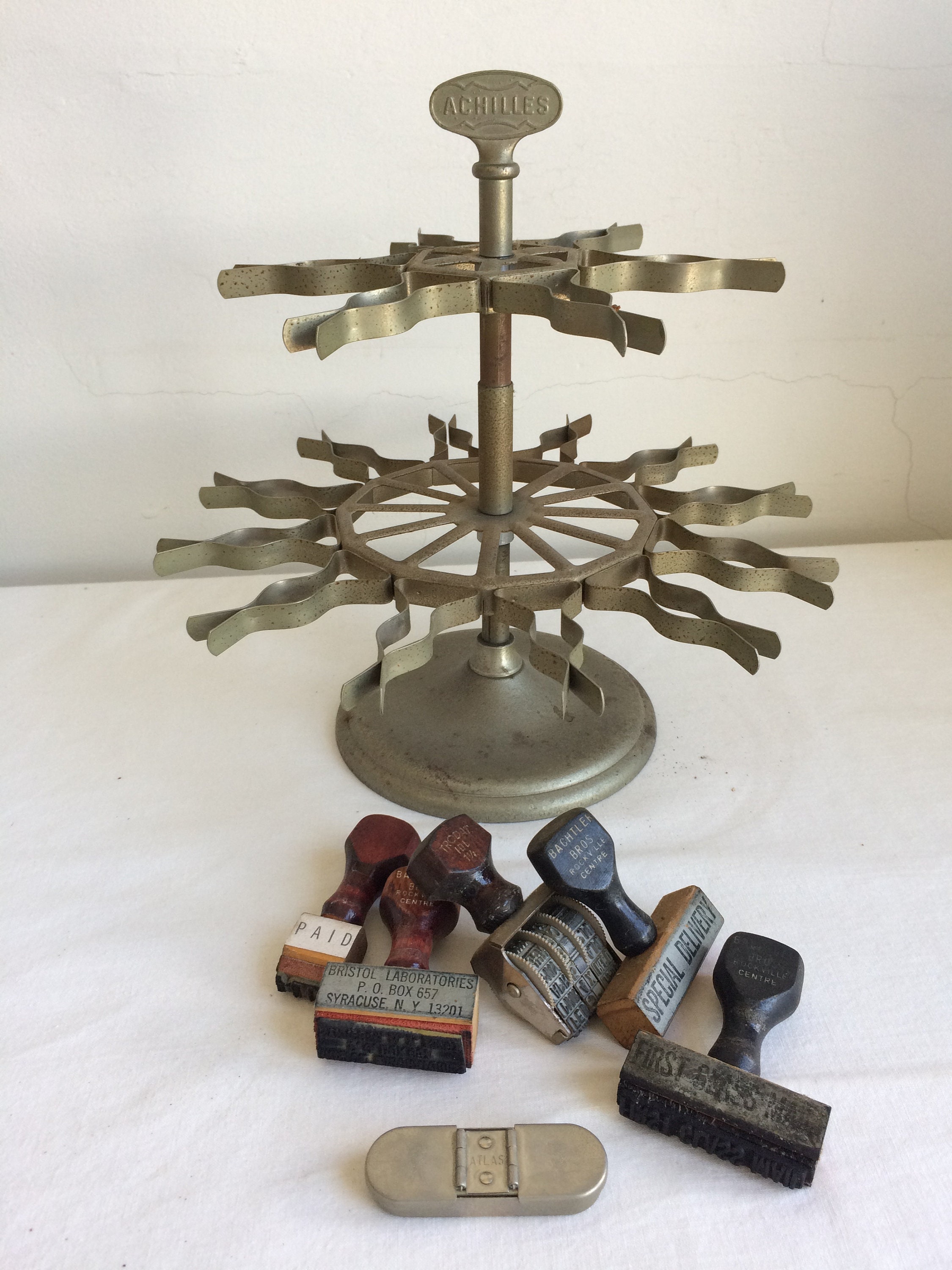 1950s Achilles 18 Slot Rotating 2 Tier Metal Stamp Rack Holder 2 Tier ...