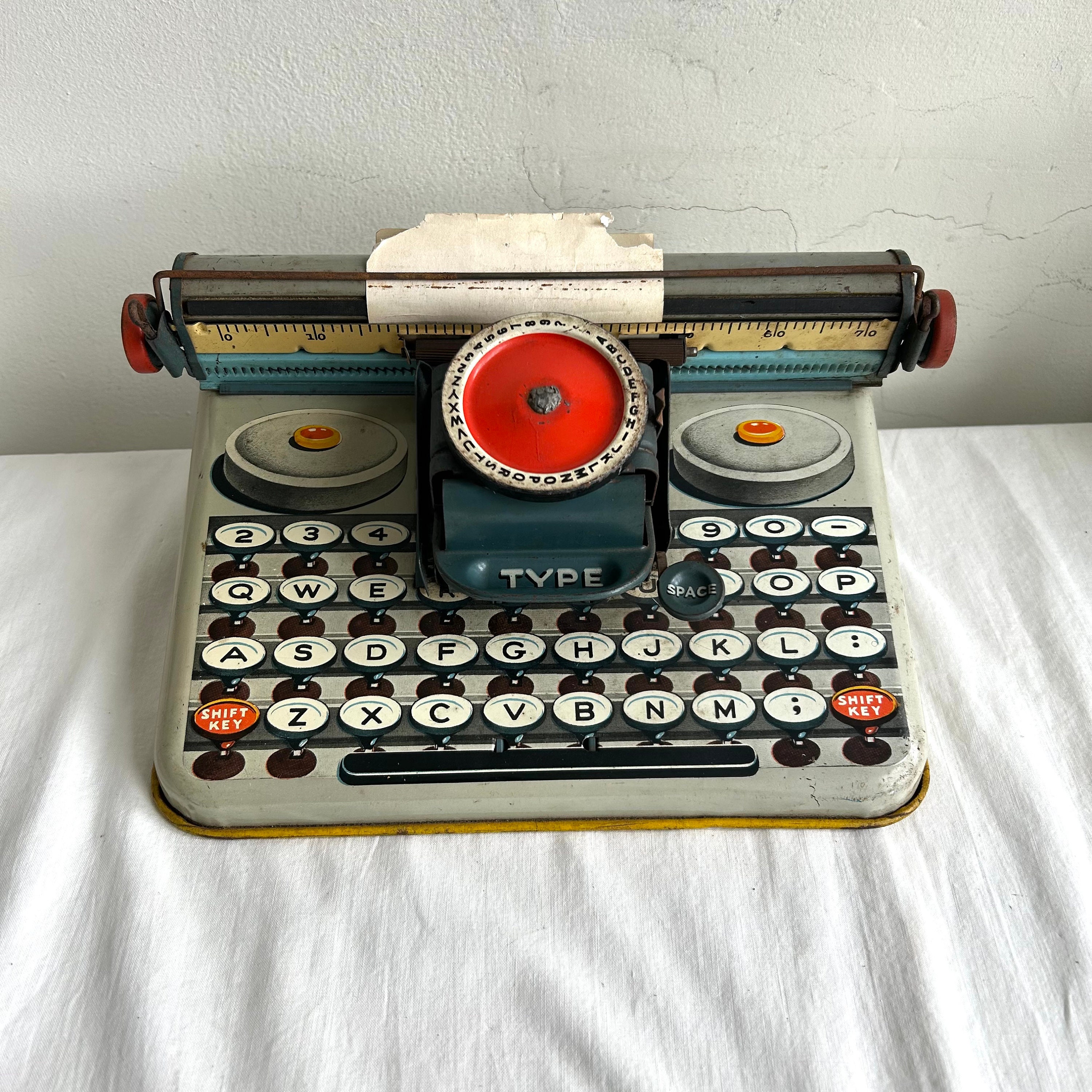 1940s Unique dependable Tin Litho Toy Typewriter Dial Typewriter ...