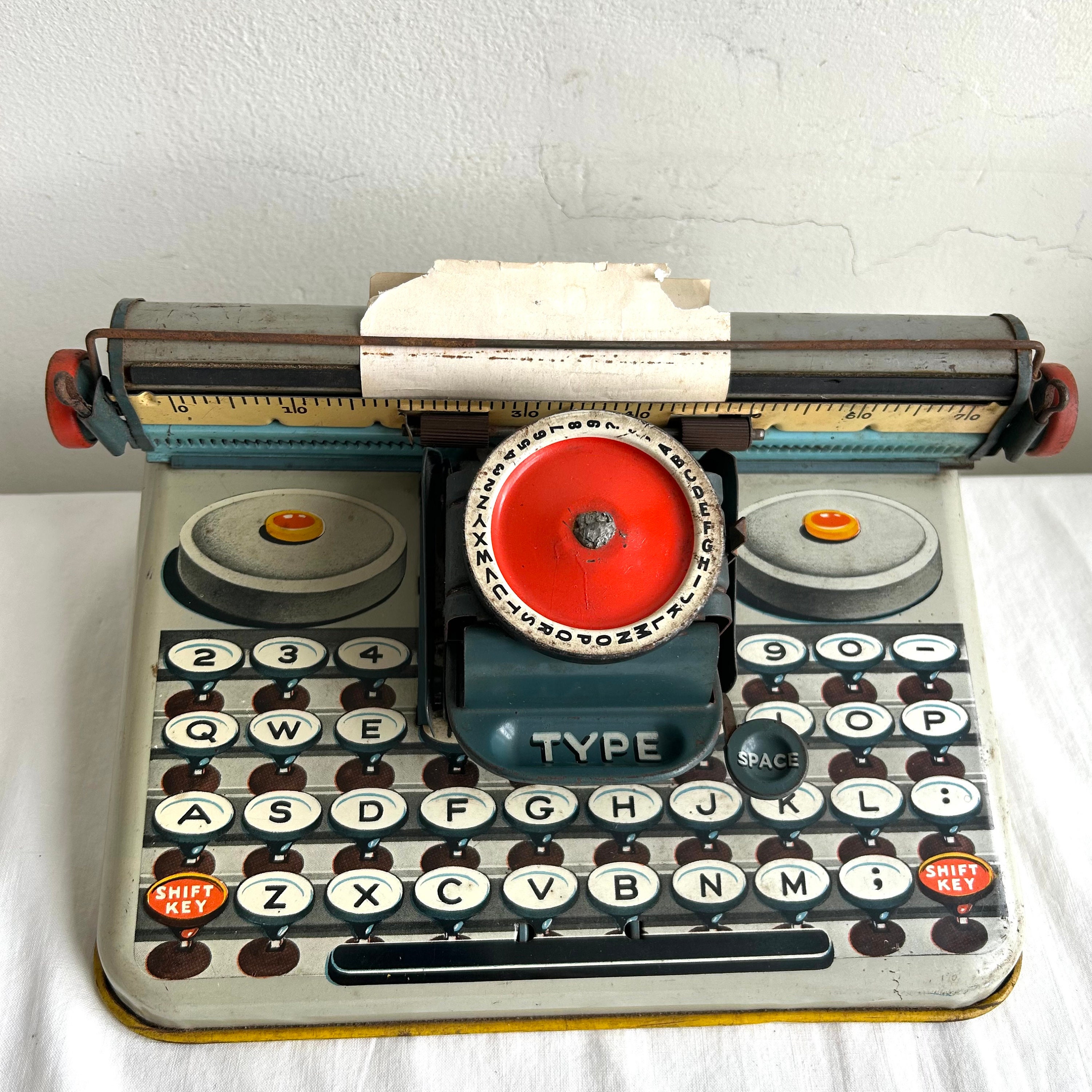 1940s Unique dependable Tin Litho Toy Typewriter Dial Typewriter ...
