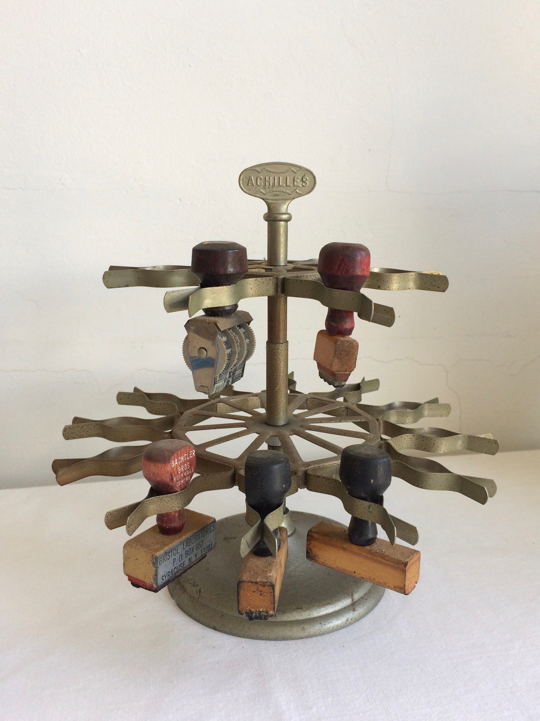 1950s Achilles 18 Slot Rotating 2 Tier Metal Stamp Rack Holder 2 Tier ...