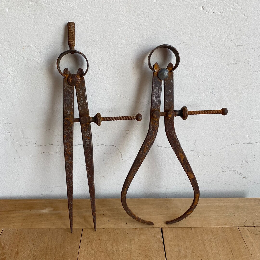 Vintage Set of 2 Union Tool Co Drafting Tools Caliper Compass Divider ...