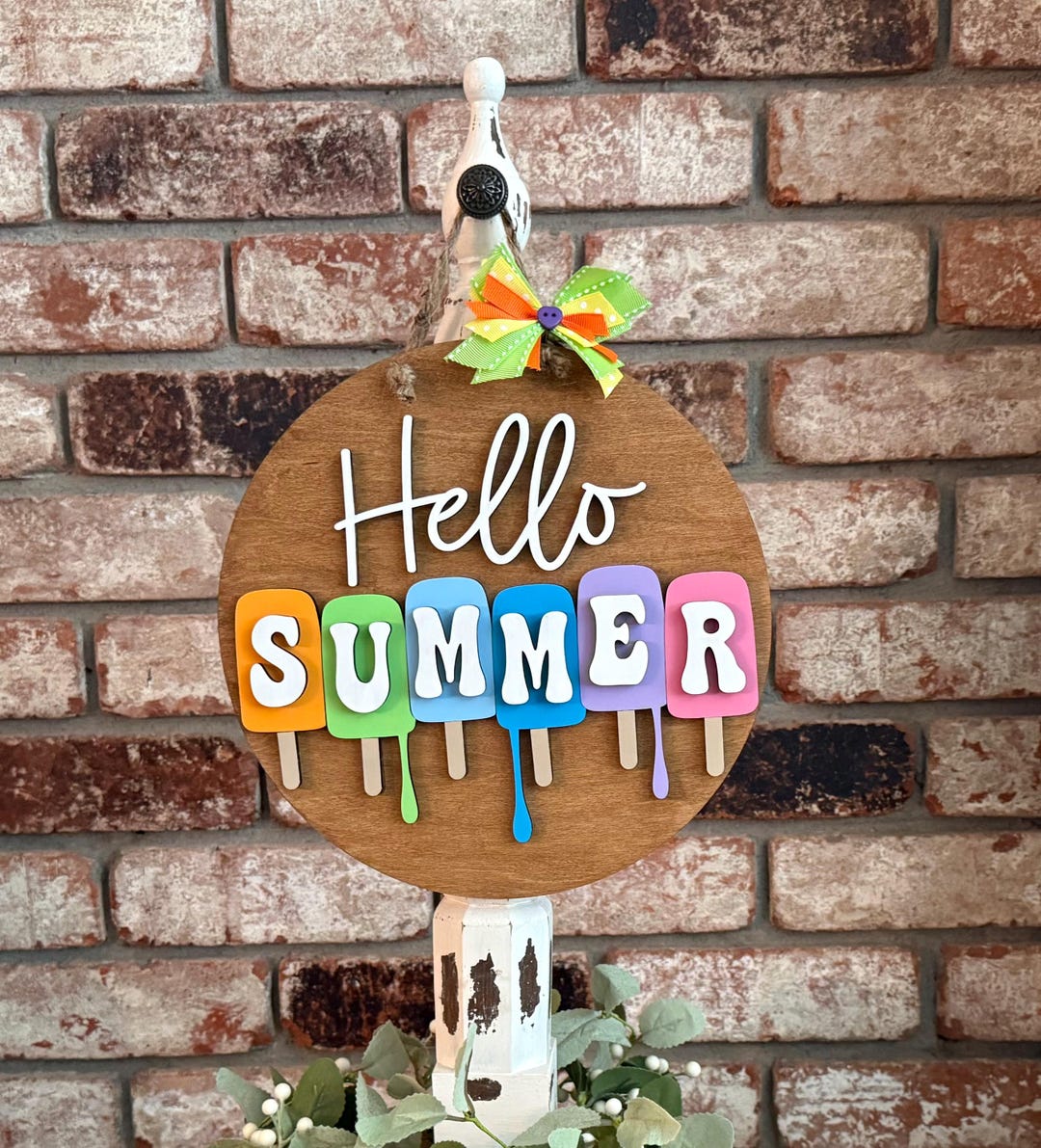Hello Summer Door Hanger, Summer Decor, Ice Cream Decor, Summer DIY ...