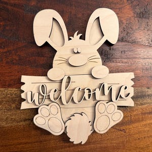 Easter Bunny Welcome Sign Door Hanger, Bunny Decor, Easter DIY, Spring ...