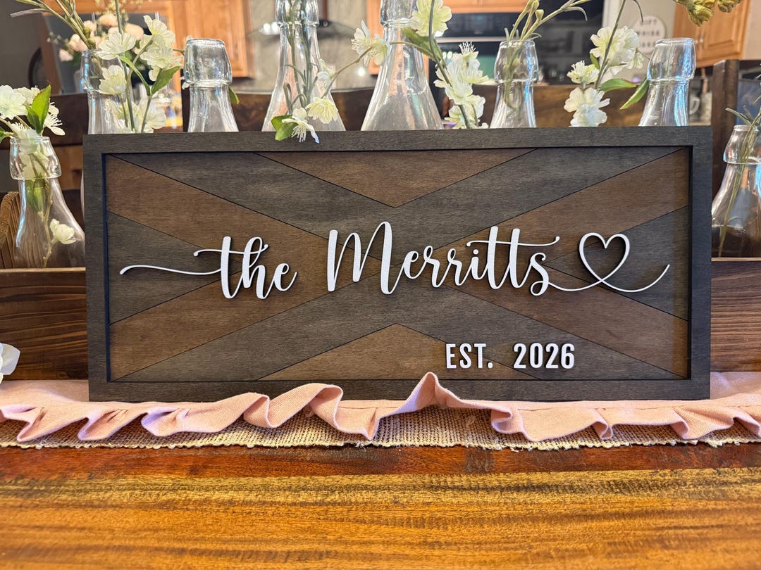 Custom Layered Inlay Name Sign, Wood Custom Sign, Family Name Sign ...