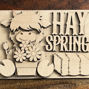 Highland Cow Spring Tiered Tray Individual Pieces, Garland, Highland ...