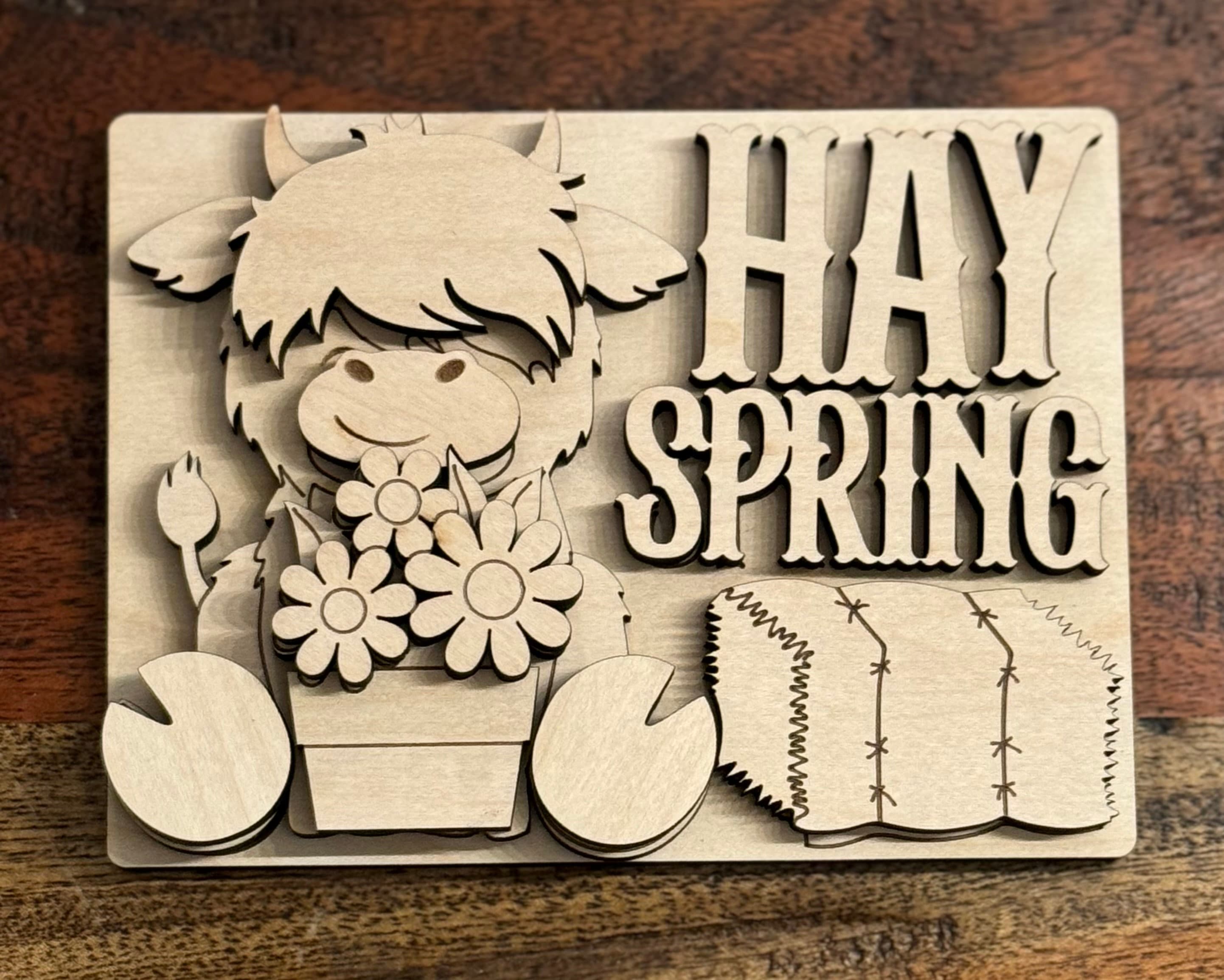 Highland Cow Spring Tiered Tray Individual Pieces, Garland, Highland ...