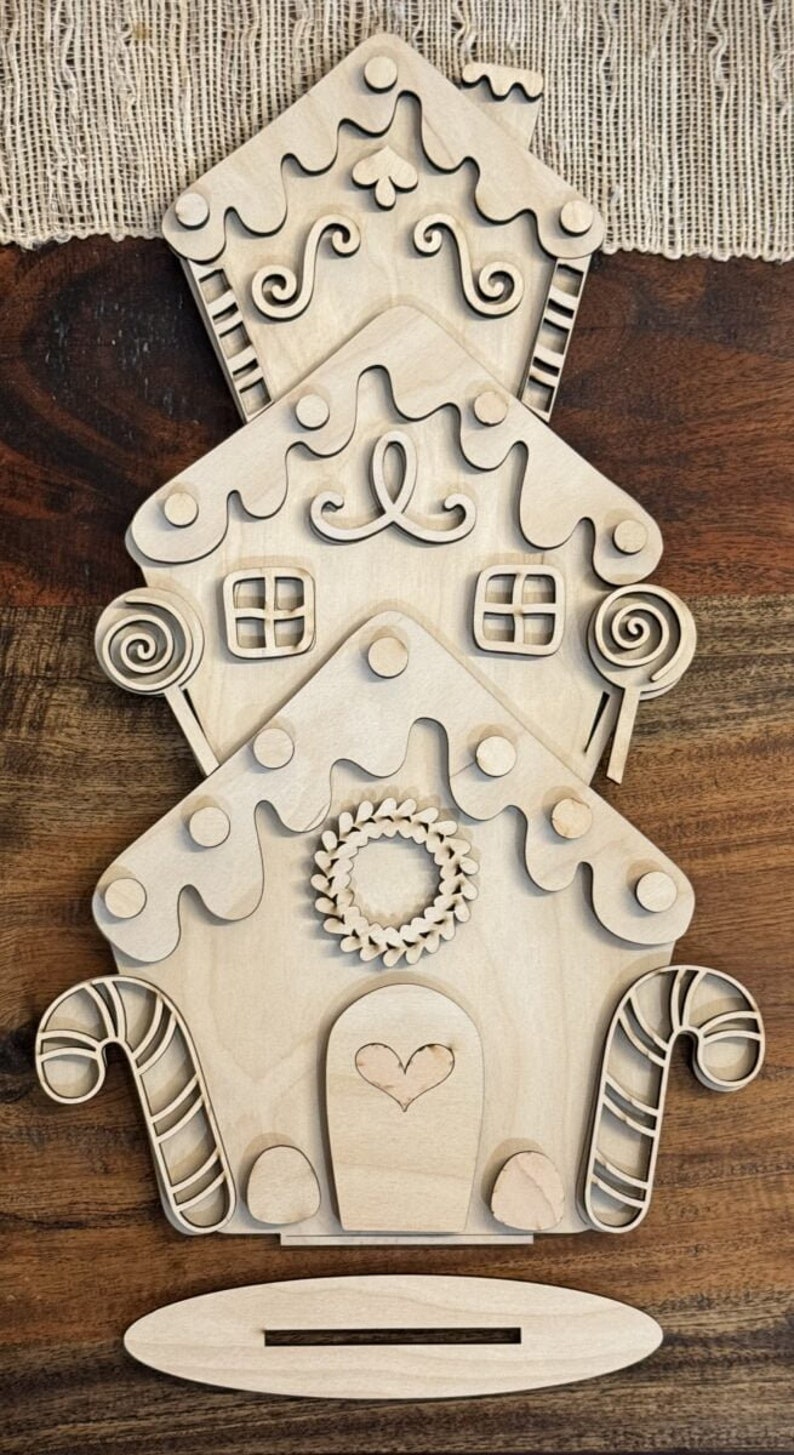 Stacking 3 Tier Gingerbread House Table/shelf Sitter, Christmas ...