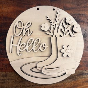Oh Hello Spring Rain Boots Door Hanger, Spring Decor, Rain Boot Decor ...