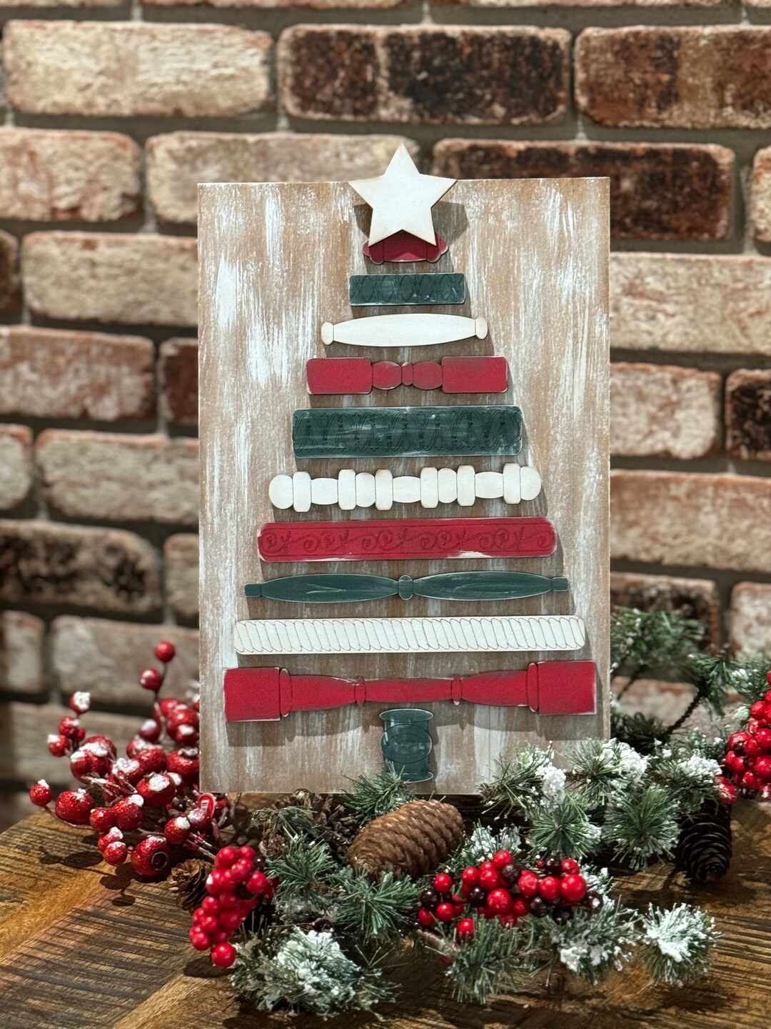 Christmas Tree Spindle Decor, Shelf Sitter, Christmas, Tree, Decoration ...