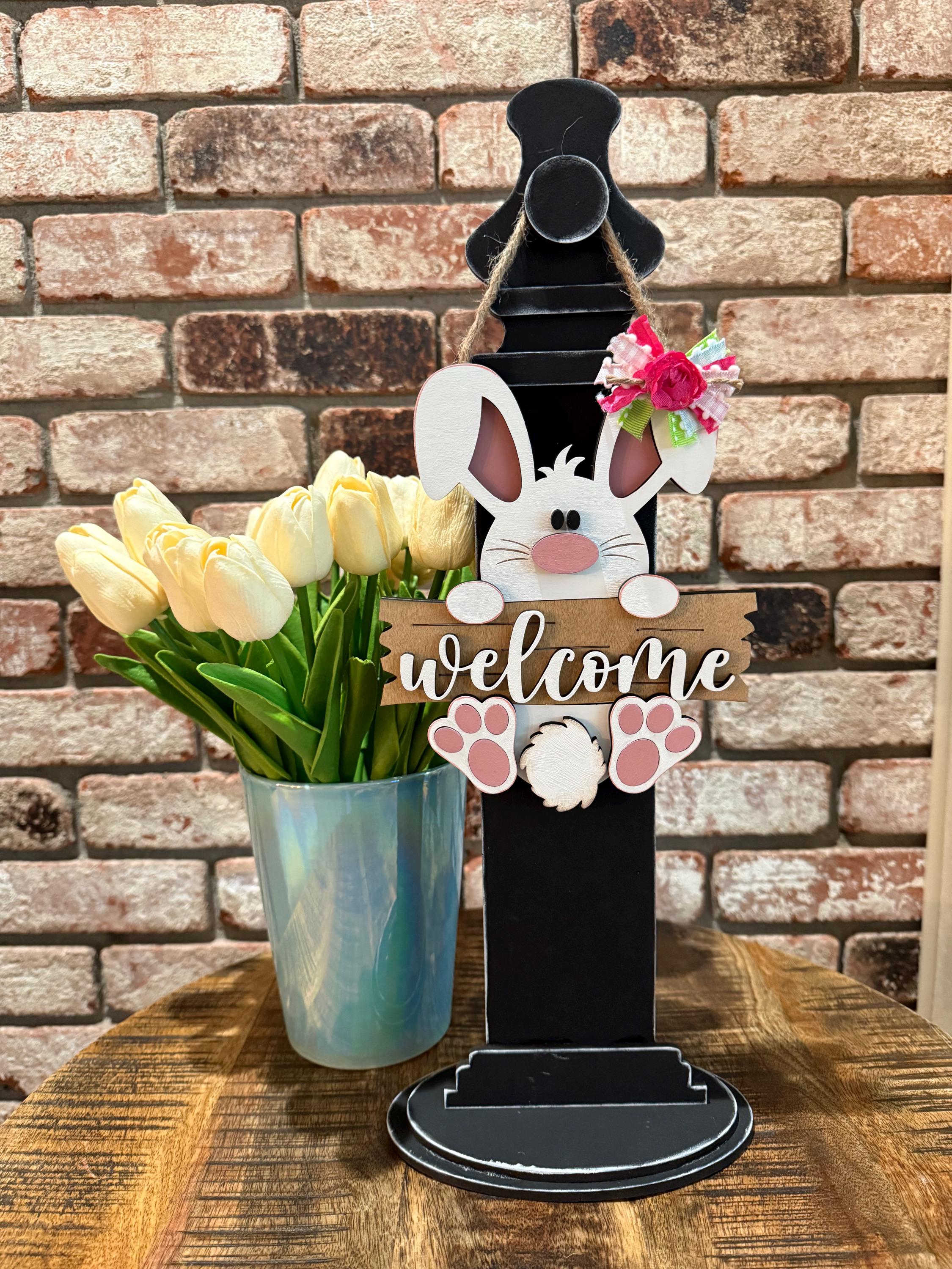 Easter Bunny Welcome Sign Door Hanger, Bunny Decor, Easter DIY, Spring ...