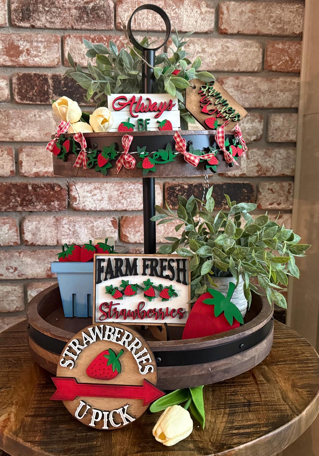 Strawberry Farm Tiered Tray 6 Piece Set, DIY, Summer Strawberry ...