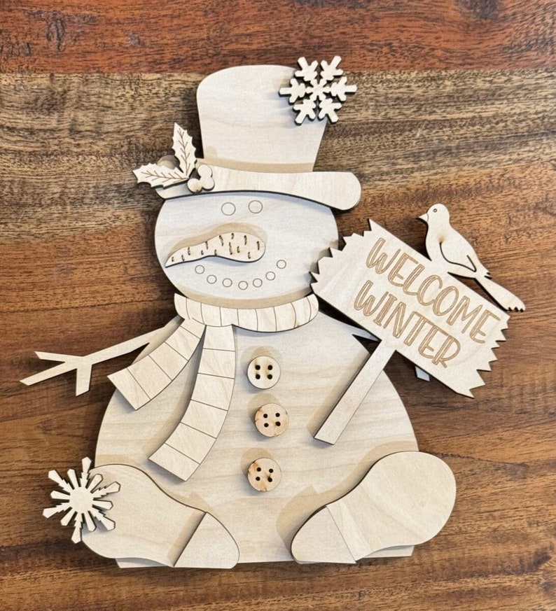 Welcome Winter Snowman, Winter Decor, Wooden Snowman Shelf Sitter ...