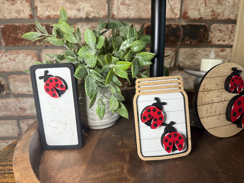 Ladybug Tiered Tray 7 Piece Set, DIY, Ladybug Decor, Tiered Tray Decor ...