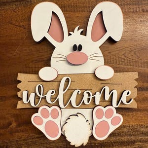 Easter Bunny Welcome Sign Door Hanger, Bunny Decor, Easter DIY, Spring ...