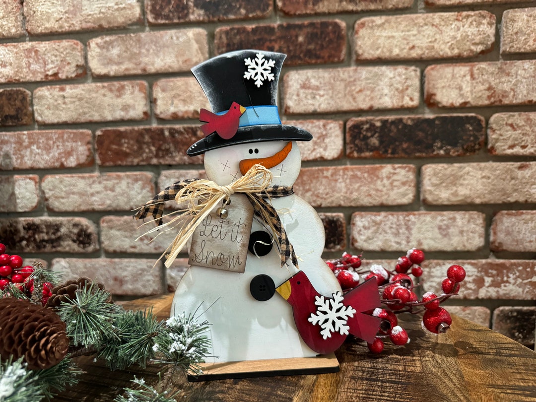 Standing Snowbird Snowman Shelf Sitter DIY Decoration, Wood Cutout ...