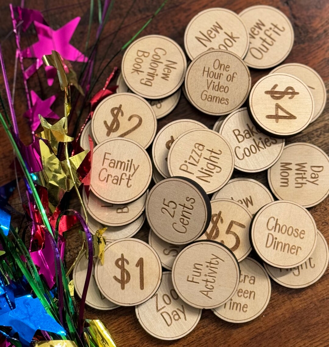 Reward Tokens Set of 30, Wooden Tokens, Easter Egg Tokens, Easter Egg ...