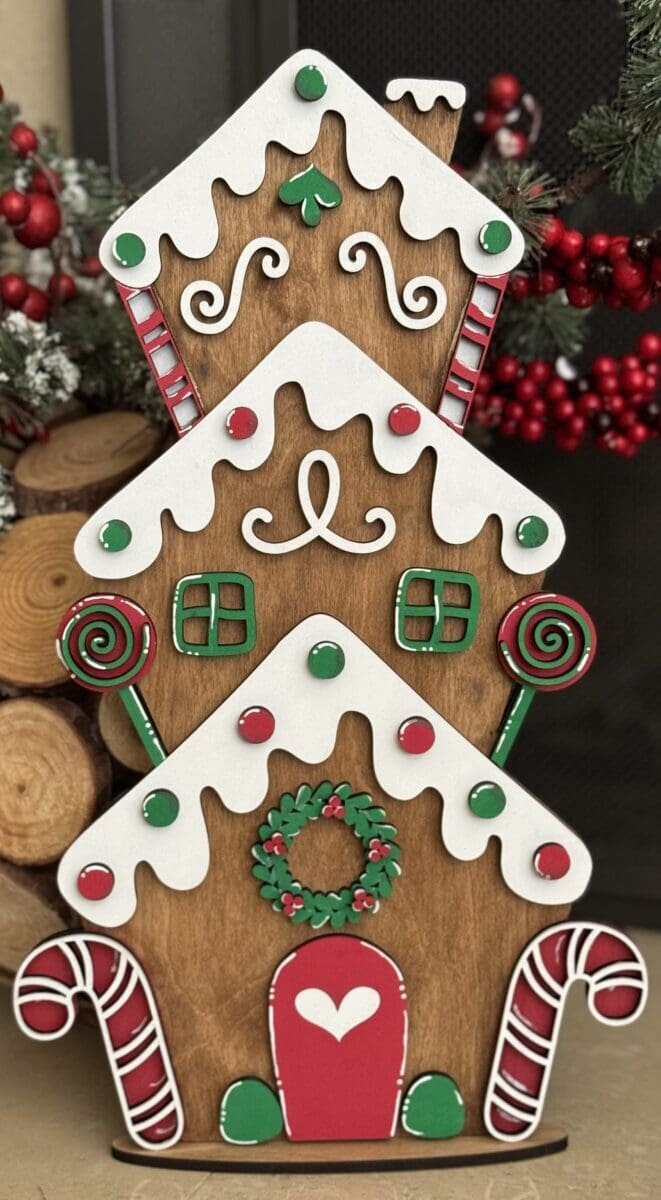 Stacking 3 Tier Gingerbread House Table/shelf Sitter, Christmas ...