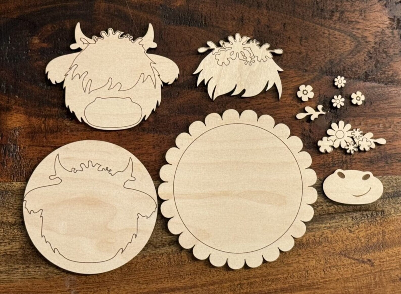 Highland Cow Spring Tiered Tray 4 Piece Set, Decor, Garland, Fully ...