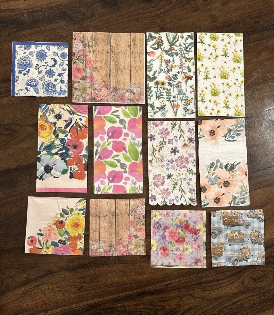 Spring Napkin Bundle 2, Floral Napkins, Farmhouse and Barnwood Napkins ...