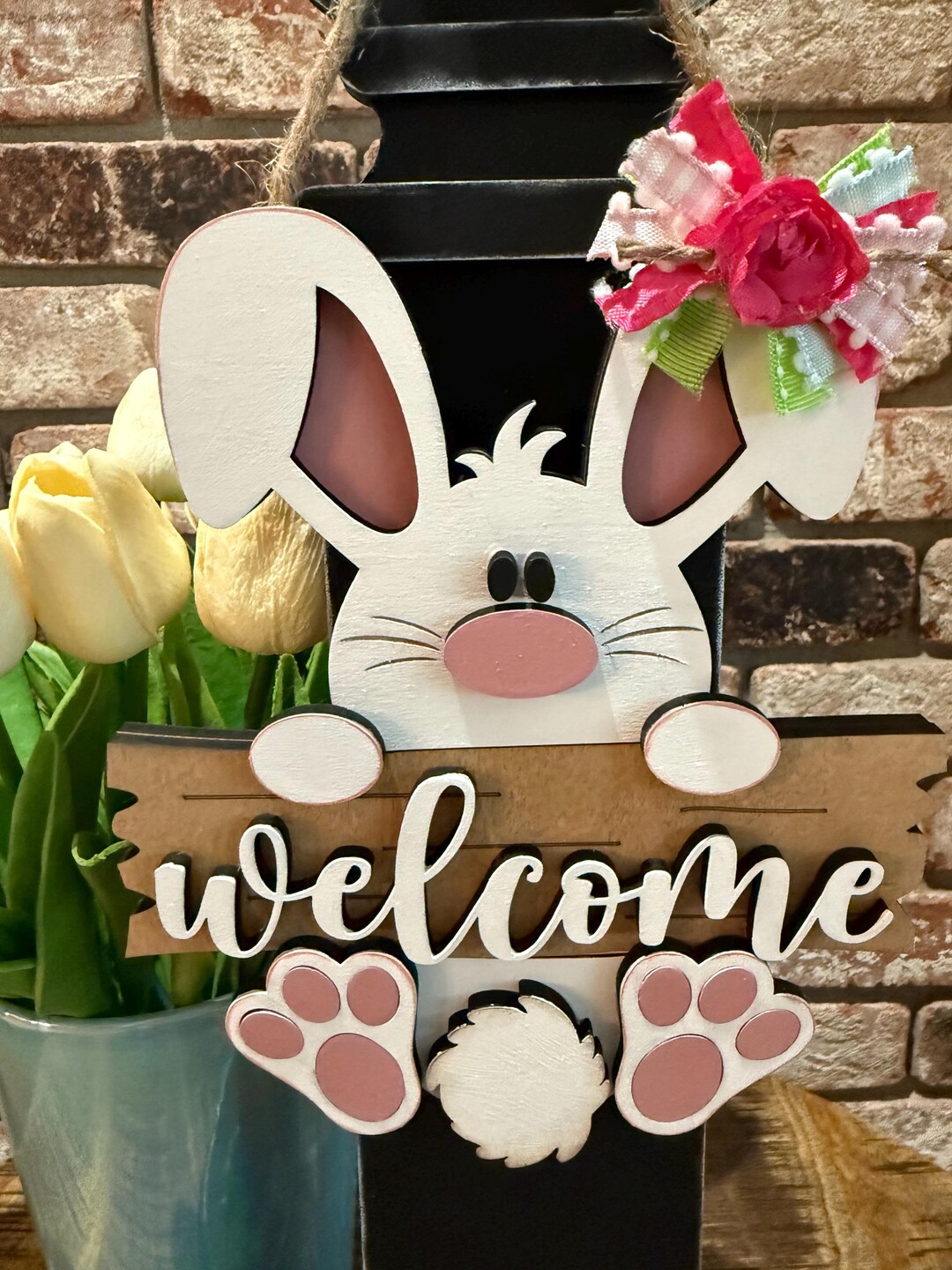 Easter Bunny Welcome Sign Door Hanger, Bunny Decor, Easter DIY, Spring ...