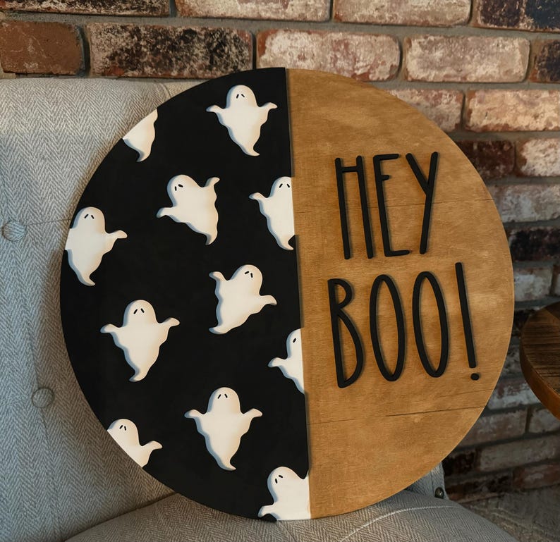 Hey Boo Fall Halloween Door Hanger, Fall Decor, Pumpkins, DIY Door ...