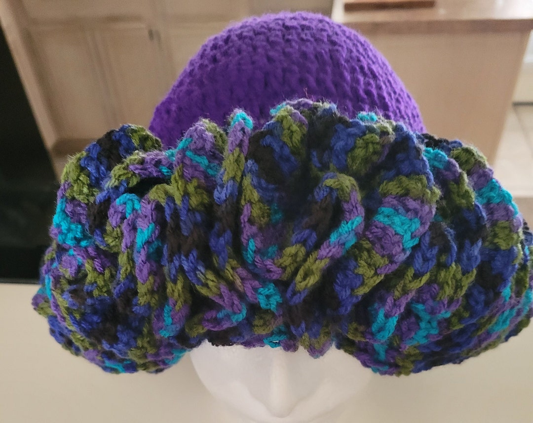 Crochet Ruffle Beanie: Handmade Acrylic Bucket Hat - Etsy