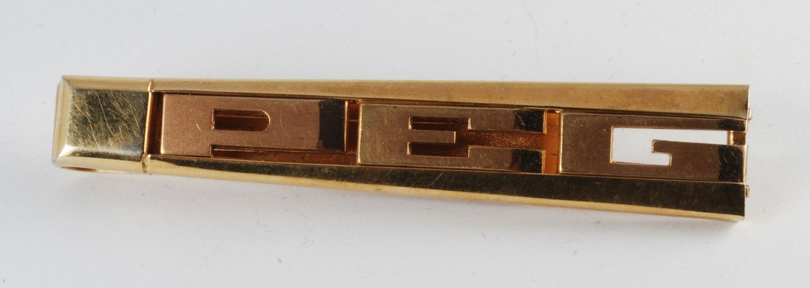 Vintage Swank Gold Plated Monogram peg Tie Clip - Etsy