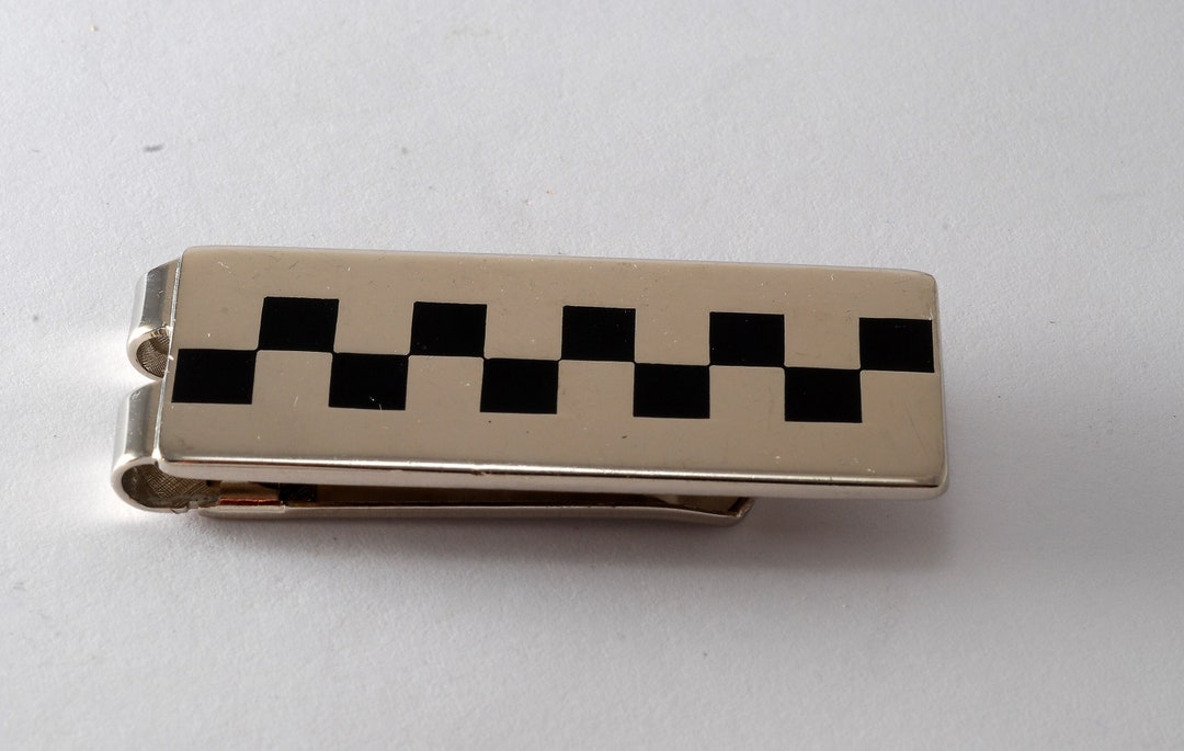 Vintage Money Clip Checkerboard Design Silver Plated Brass Moneyclip ...