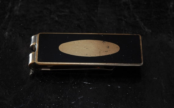Vintage Money Clip Traditional Oval Design Gold & Bla… - Gem