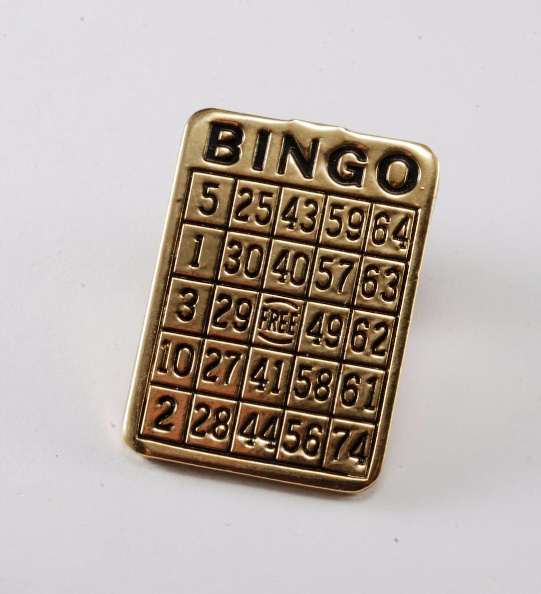 Vintage BINGO Bingo Card Gold Plated Brass & Enamel Tie Tack Men's ...