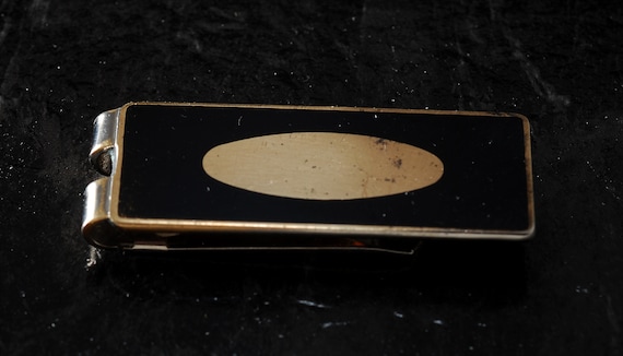 Vintage Money Clip Traditional Oval Design Gold & Bla… - Gem