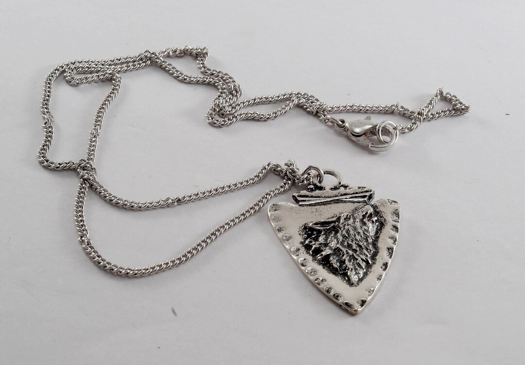 Designer Necklace Howling Wolf on Arrow Head Pendant on Chain New 22 ...
