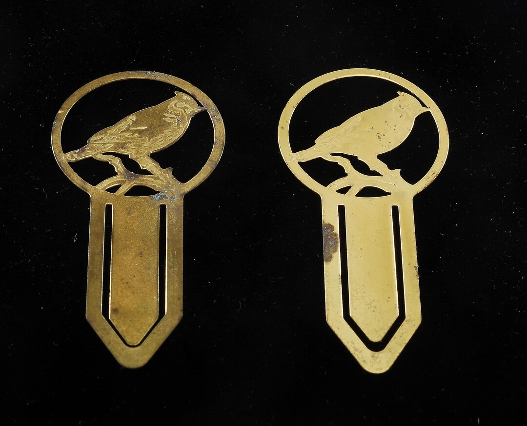 Vintage Bookmarks Crow Bird Book Marks Gold Tone Metal 1980's Used Lot ...