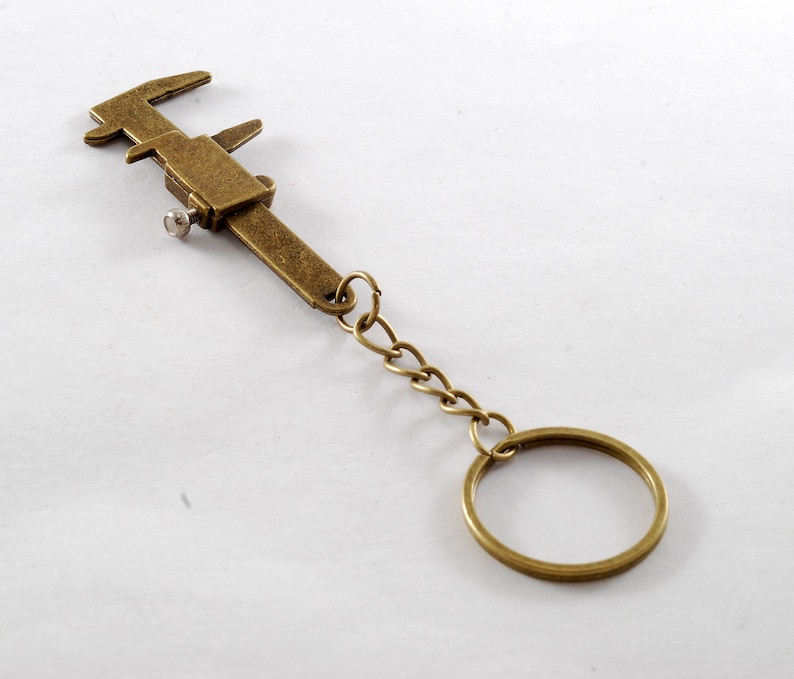 Vintage Key Chain Micrometer Caliper Bronze Plated Brass Machinist Tool ...